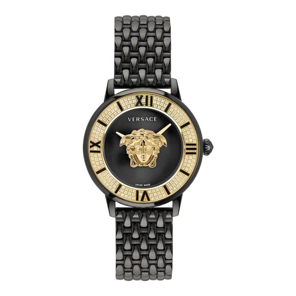 Versace | Accessories | Versace La Medusa Diamond Watch Black Womens ...